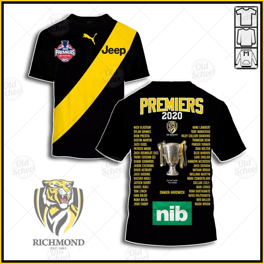 AFL Richmond Tigers Back to Back Premiers 2020 Winner Jersey - OldSchool
