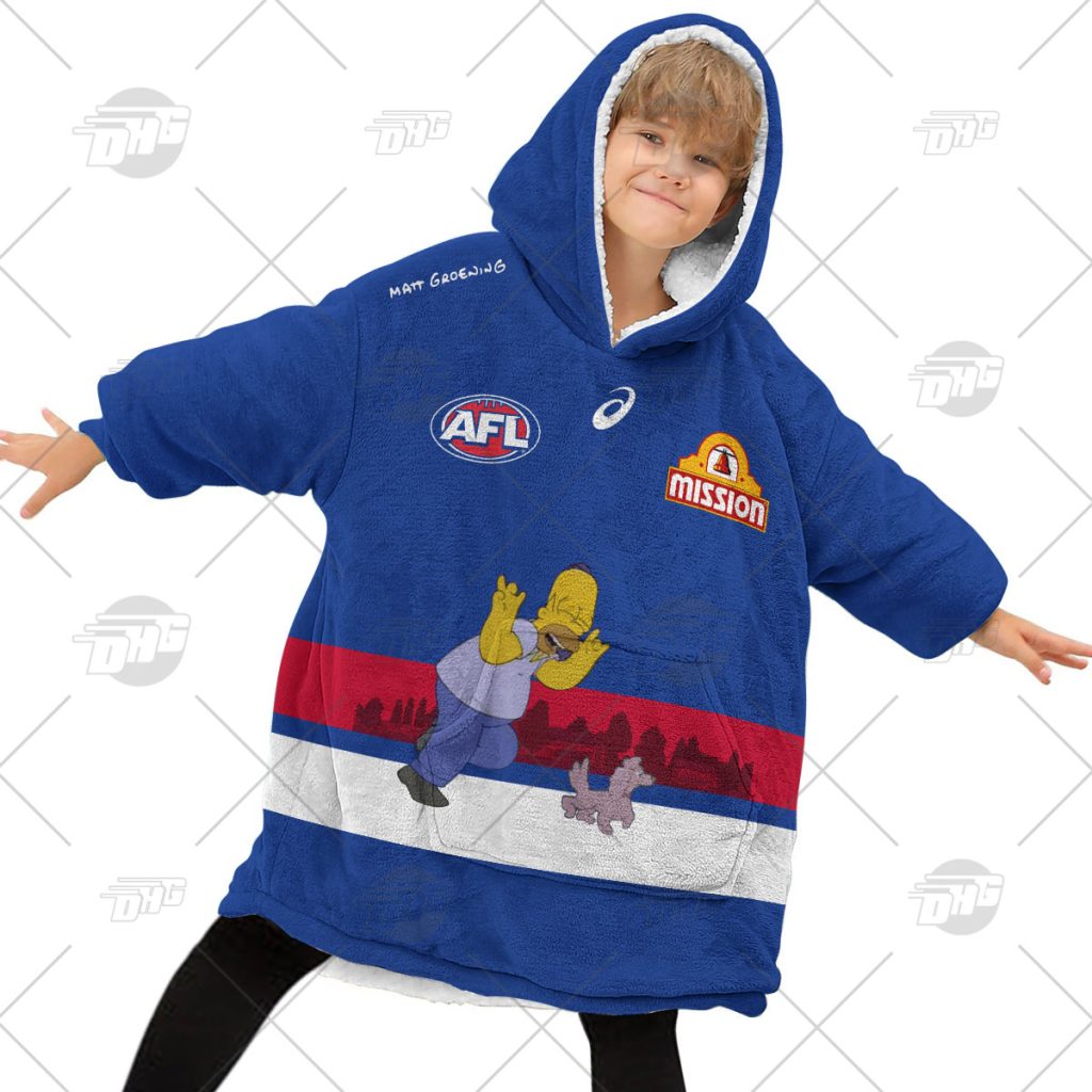 Personalised AFL The Simpsons Jersey Western Bulldogs oodie blanket ...